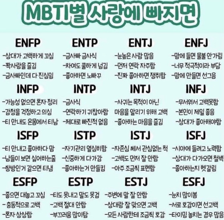 EastSideStory - MBTI 별 연애 스타일~